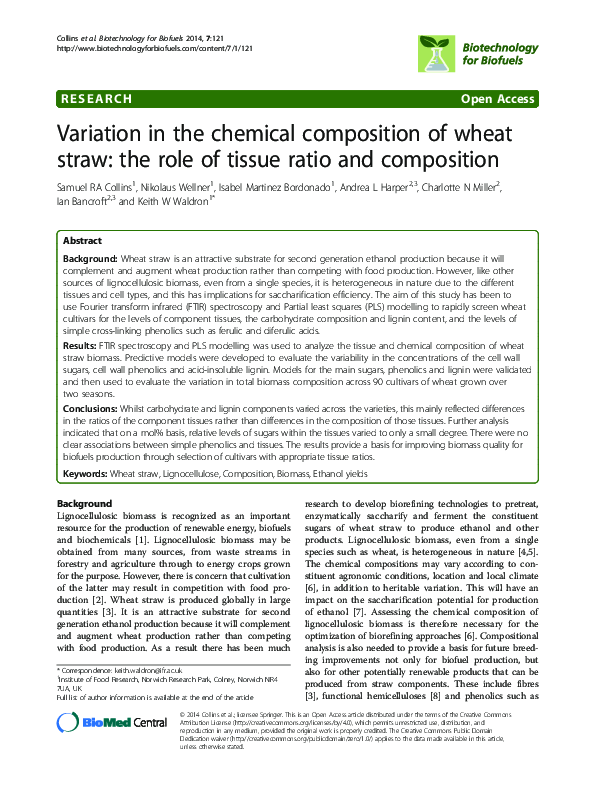 (PDF) Variation in the chemical composition of wheat straw: the role of ...
