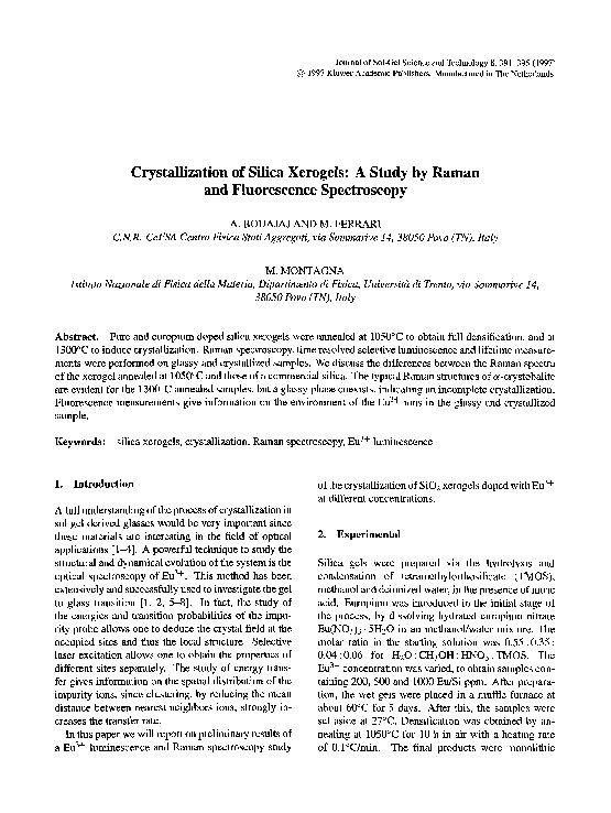 (PDF) Crystallization of silica xerogels: A study by raman and ...