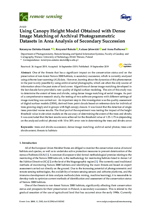 (PDF) Using Canopy Height Model Obtained with Dense Image Matching of ...