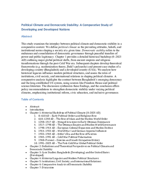 (PDF) Political Climate and Democratic Stability: A Comparative Study ...