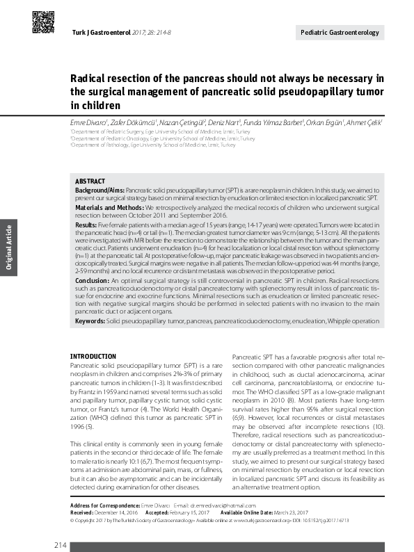 (PDF) Radical resection of the pancreas should not always be necessary ...
