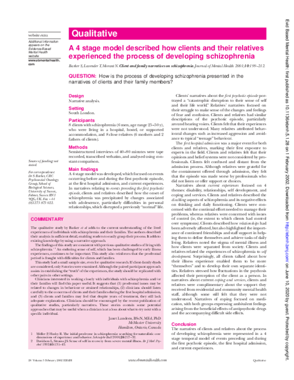 (PDF) A 4 stage model described how clients and their relatives ...