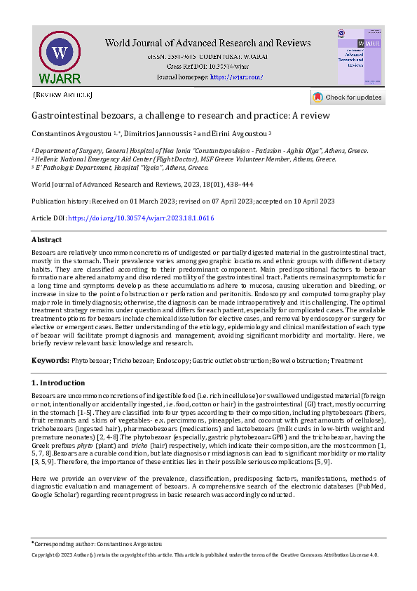 (PDF) Gastrointestinal bezoars, a challenge to research and practice: A ...