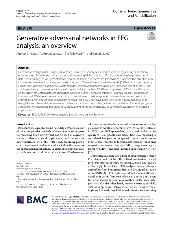 (PDF) Generative adversarial networks in EEG analysis: an overview