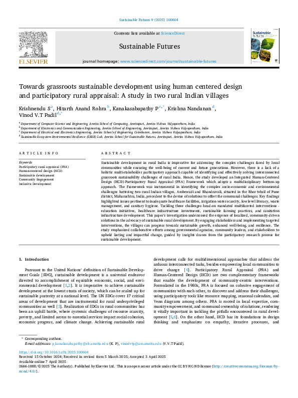 (PDF) Towards grassroots sustainable development using human centered ...