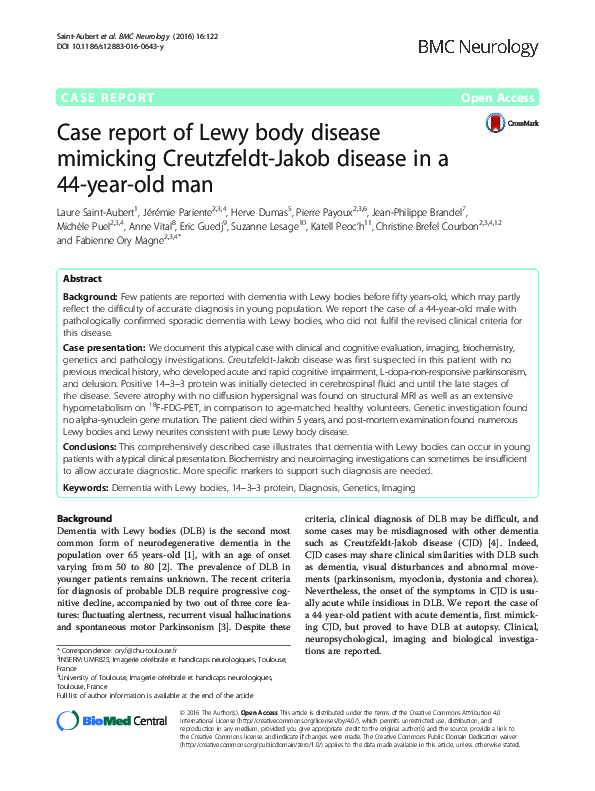 (PDF) Case report of Lewy body disease mimicking Creutzfeldt-Jakob ...