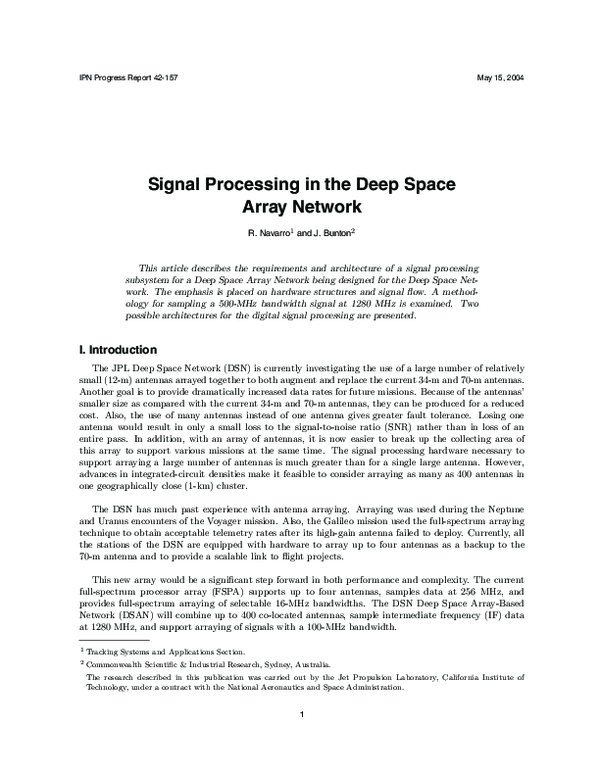 (PDF) Signal Processing in the Deep Space Array Network