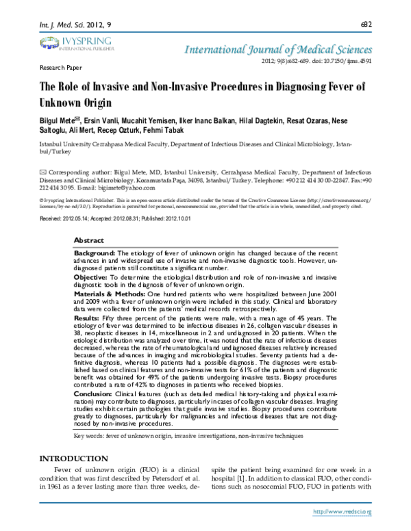 (PDF) The Role of Invasive and Non-Invasive Procedures in Diagnosing ...