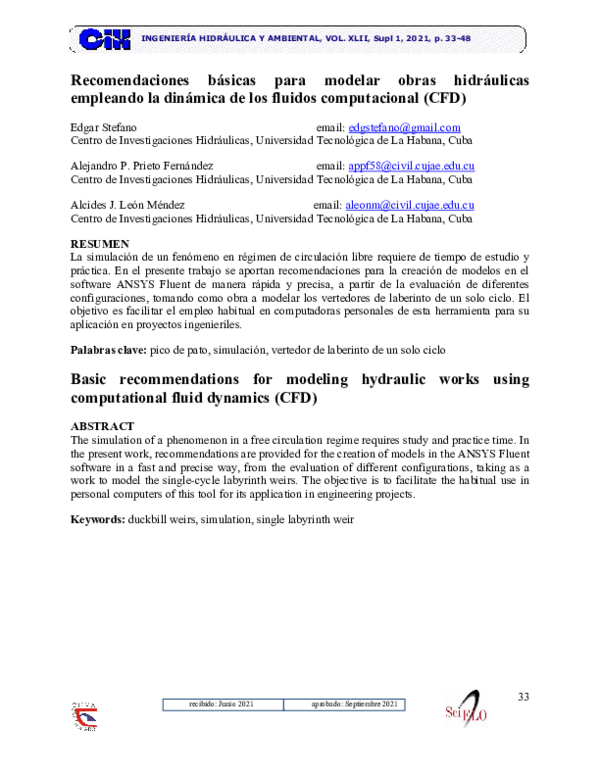 (PDF) Recomendaciones básicas para modelar obras hidráulicas empleando ...