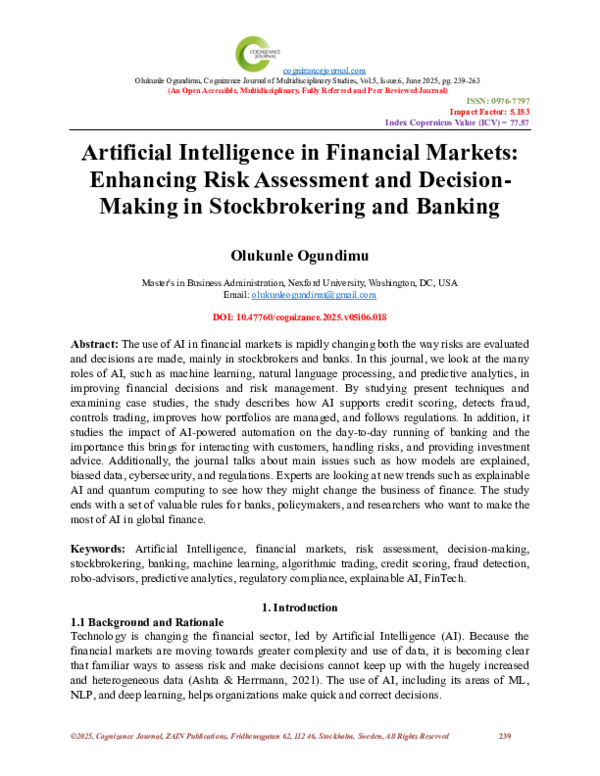 (PDF) Artificial Intelligence in Financial Markets: Enhancing Risk ...