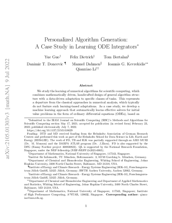 (PDF) Personalized Algorithm Generation: A Case Study in Learning ODE Integrators