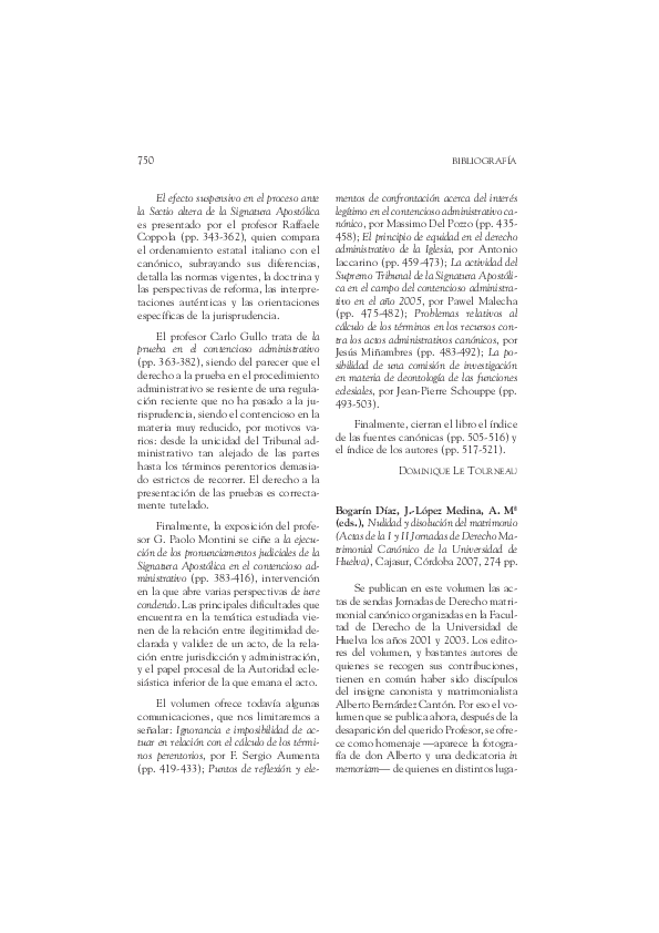 (PDF) Bogarín Díaz, J.-López Medina, A. Mª (eds.), Nulidad y disolución ...