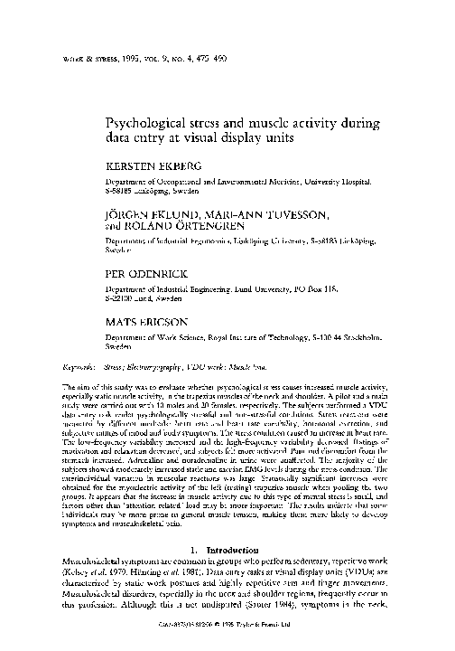 (PDF) Psychological stress and muscle activity during data entry at ...