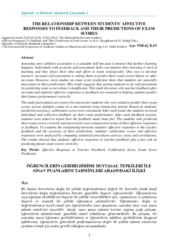 (PDF) THE RELATIONSHIP BETWEEN STUDENTS' AFFECTIVE RESPONSES TO ...