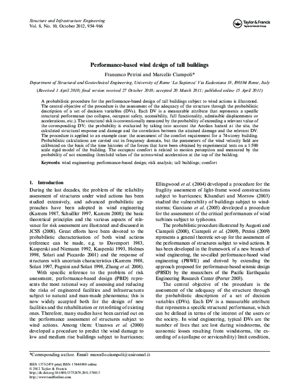 (PDF) Performance-based wind design of tall buildings