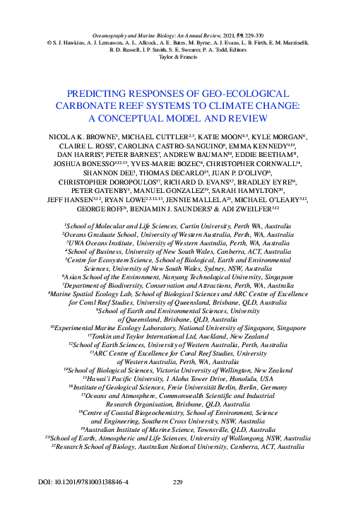 (PDF) Predicting Responses of Geo-ecological Carbonate Reef Systems to ...