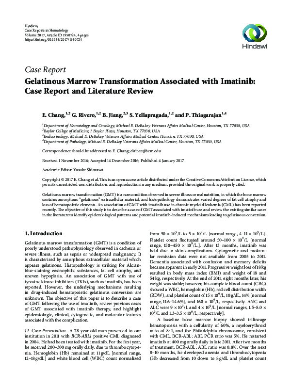 (PDF) Gelatinous Marrow Transformation Associated with Imatinib: Case ...