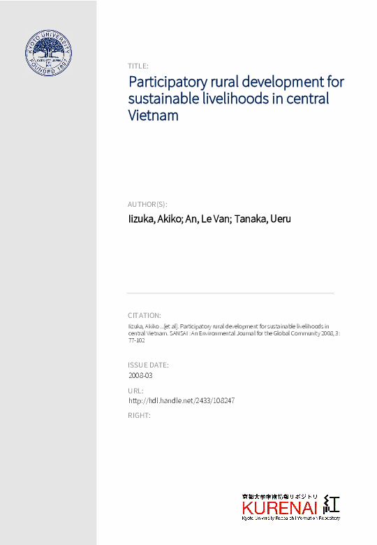 (PDF) Participatory rural development for sustainable livelihoods in ...