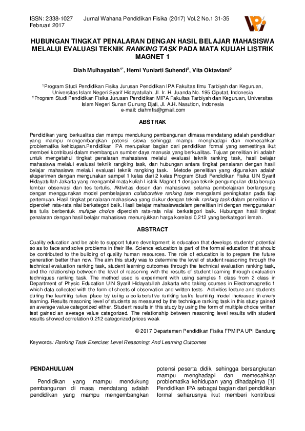 (PDF) Hubungan Tingkat Penalaran Dengan Hasil Belajar Mahasiswa Melalui ...