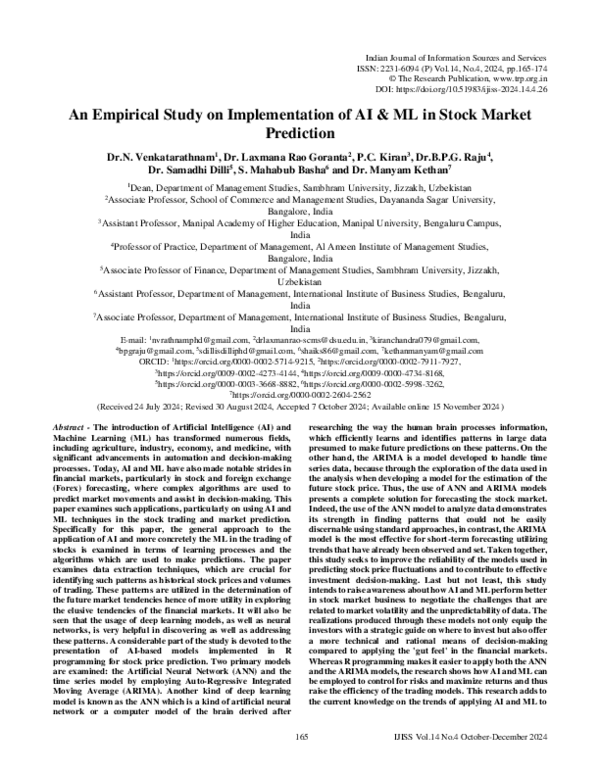 (PDF) An Empirical Study on Implementation of AI & ML in Stock Market ...