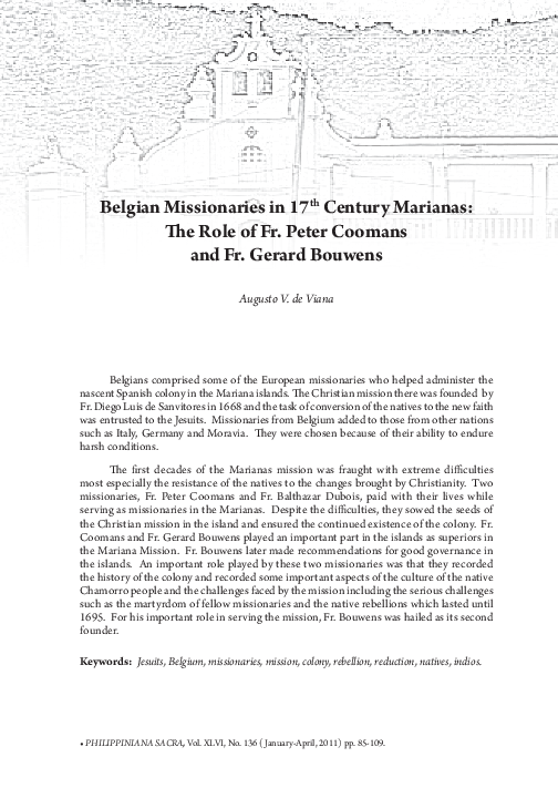 (PDF) Belgian Missionaries in 17th Century Marianas: The Role of Fr ...