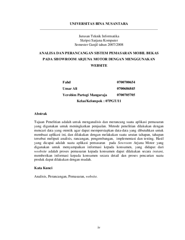 (PDF) Analisa Dan Perancangan Sistem Pemasaran Mobil Bekas Pada ...