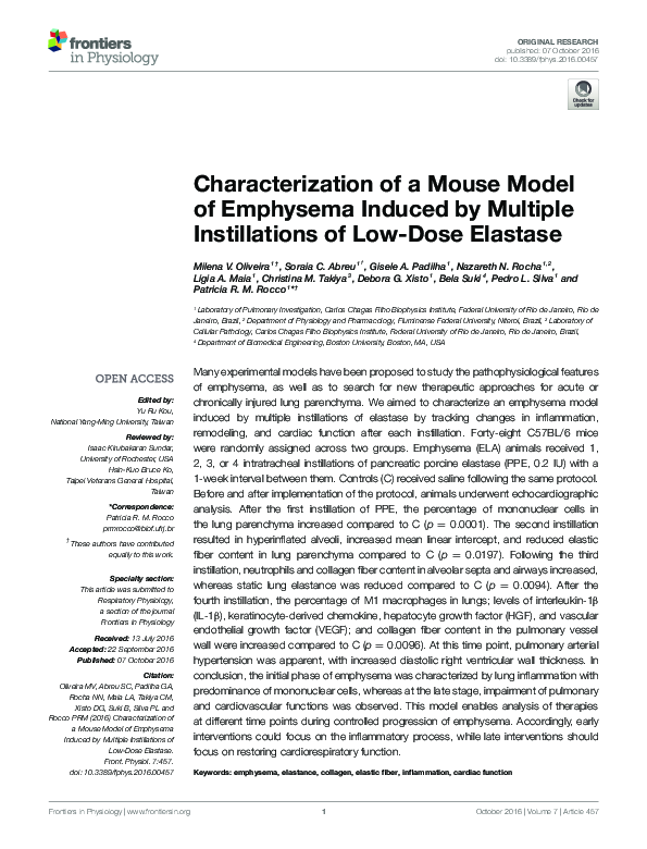 (PDF) Characterization of a Mouse Model of Emphysema Induced by ...