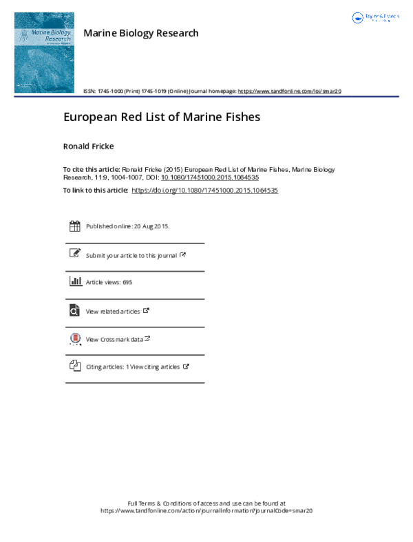 (PDF) European Red List of Marine Fishes