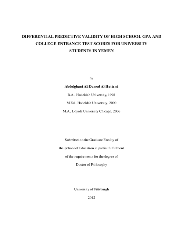 (PDF) Differential predictive validity of high school GPA and college ...