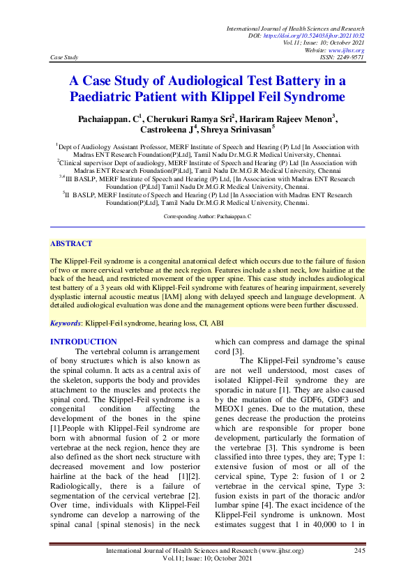 (PDF) A Case Study of Audiological Test Battery in a Paediatric Patient ...