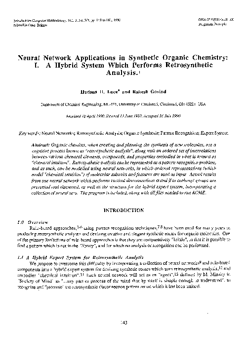 (PDF) Neural network applications in synthetic organic chemistry: I. A hybrid system which ...