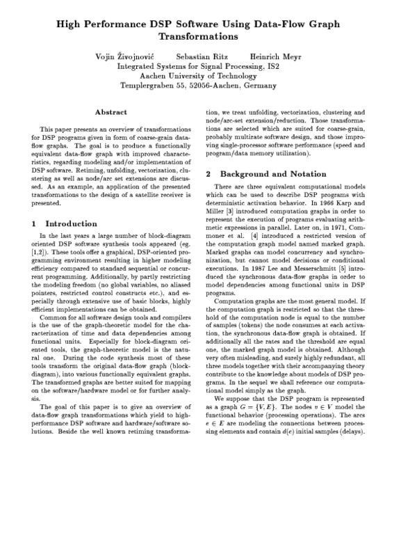 (PDF) High performance DSP software using data-flow graph transformations