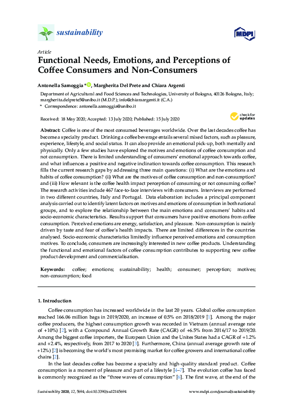 (PDF) Functional Needs, Emotions, and Perceptions of Coffee Consumers ...