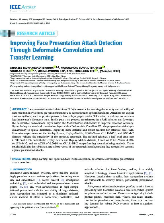 (PDF) Improving Face Presentation Attack Detection Through Deformable ...
