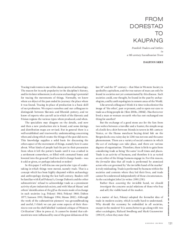 (PDF) From Dorestad to Kaupang. Frankish Traders and Settlers in a 9th ...
