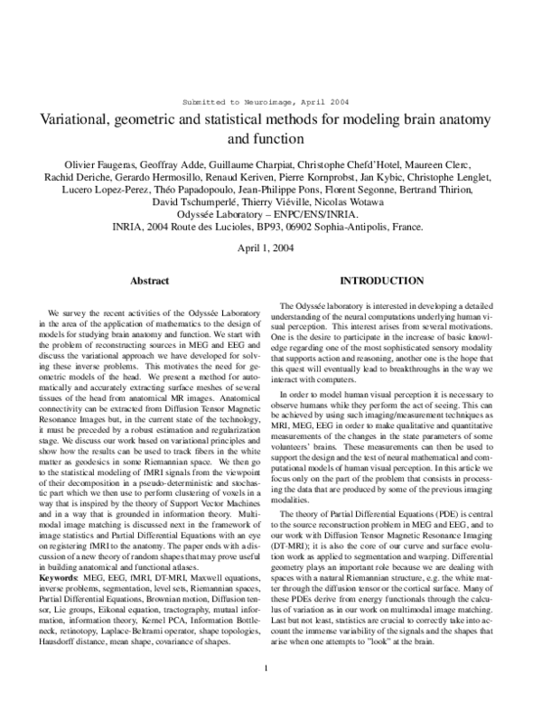 (PDF) Variational, geometric, and statistical methods for modeling ...