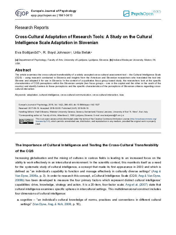 (PDF) Cross-Cultural Adaptation of Research Tools: A Study on the ...