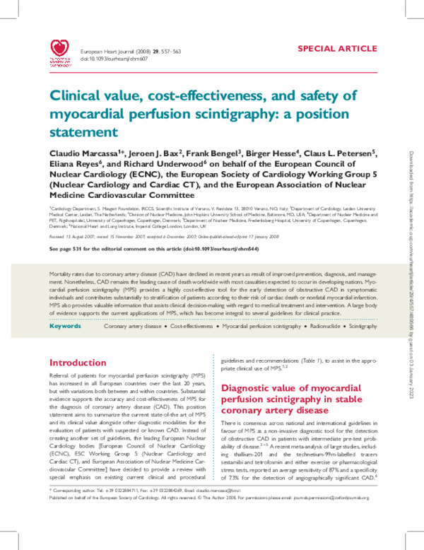 (PDF) Clinical value, cost-effectiveness, and safety of myocardial ...
