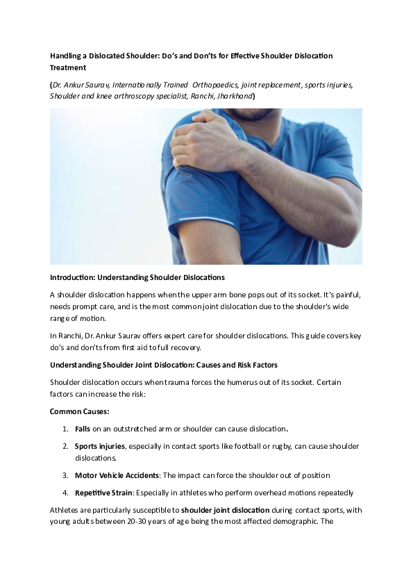 (PDF) Handling a Dislocated Shoulder: Do's and Don'ts for Effective ...