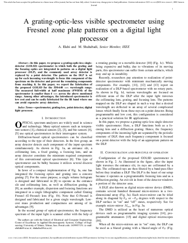 (PDF) A Grating-Optic-Less Visible Spectrometer Using Fresnel Zone ...