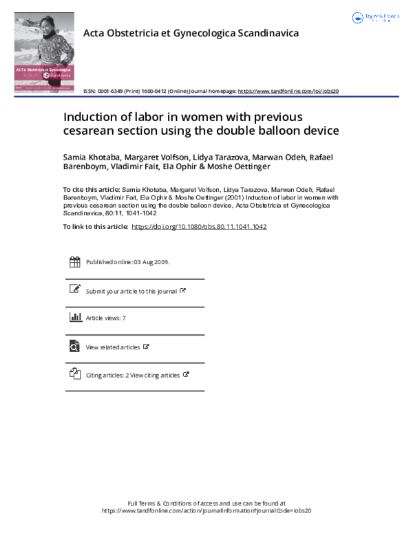 (PDF) Induction of labor in women with previous cesarean section using ...