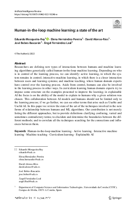 (PDF) Human-in-the-loop machine learning: a state of the art