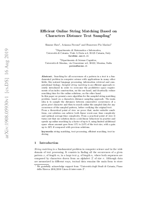 (PDF) Efficient Online String Matching Based on Characters Distance ...