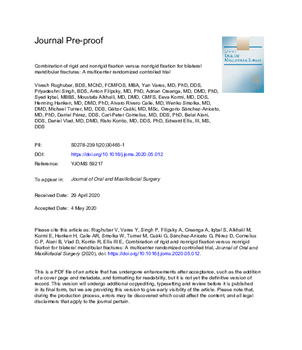 (PDF) Combination of Rigid and Nonrigid Fixation Versus Nonrigid ...