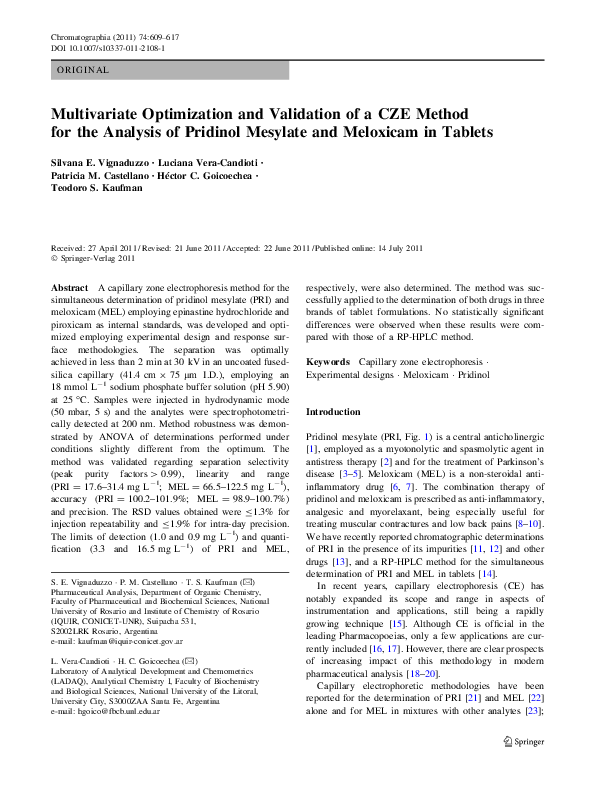 (PDF) Multivariate Optimization and Validation of a CZE Method for the Analysis of Pridinol ...