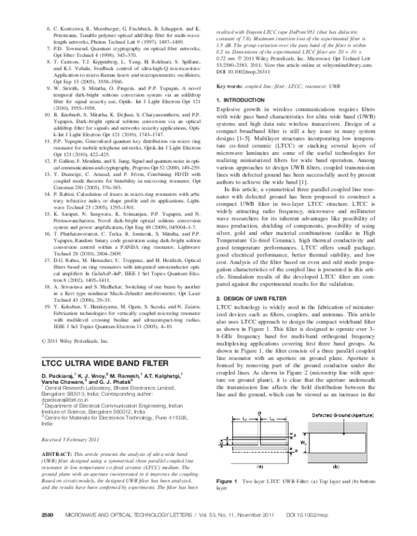 (PDF) LTCC ultra wide band filter