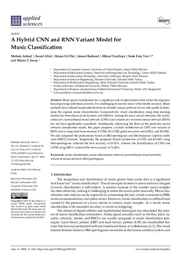 (PDF) A Hybrid CNN and RNN Variant Model for Music Classification