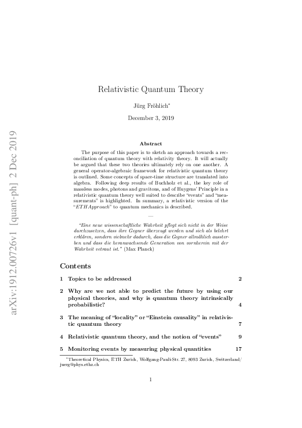 (PDF) Relativistic Quantum Theory