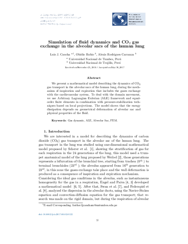 (PDF) Simulation of fluid dynamics and CO2 gas exchange in the alveolar ...