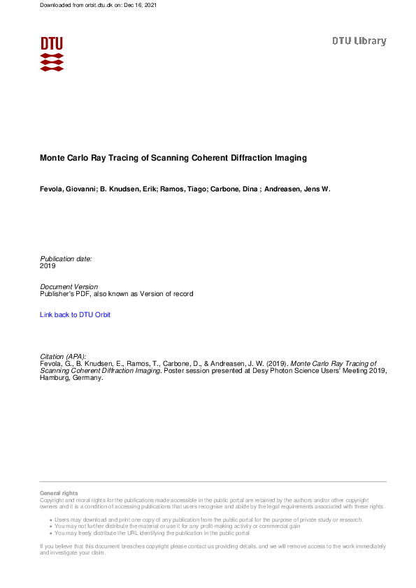 (PDF) Monte Carlo Ray Tracing of Scanning Coherent Diffraction Imaging